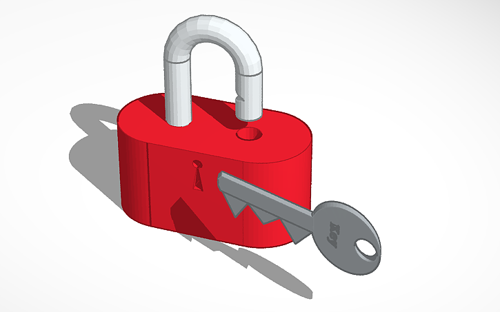 3D design Padlock and Key - Tinkercad