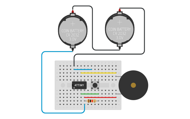Circuit design Interfacing Piezo Buzzer with Attiny85 - Tinkercad