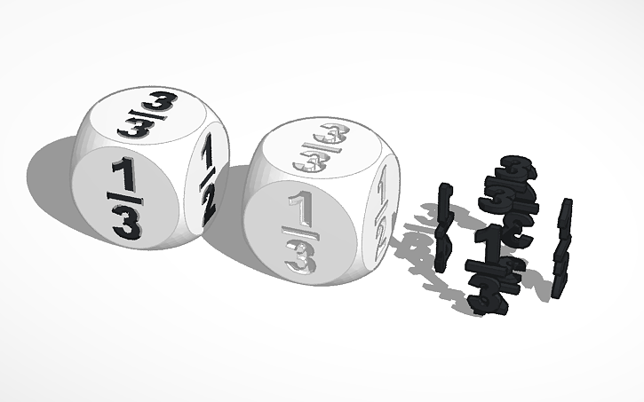 3D design 2 Color Fraction Dice Beta - Tinkercad