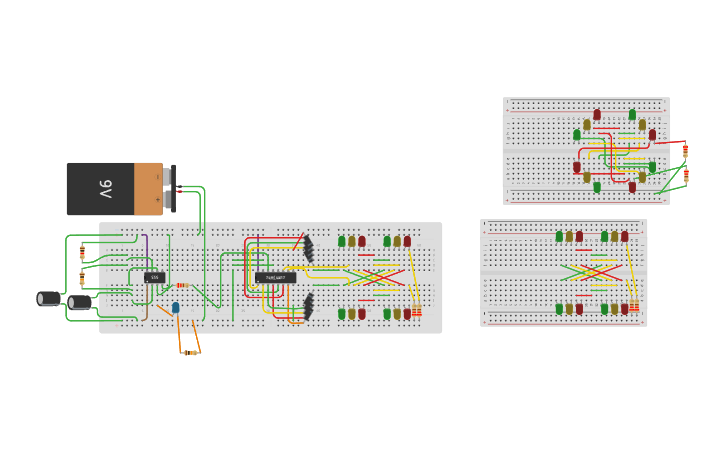 Circuit design 4 WAY TRAFFIC LIGHTS - Tinkercad
