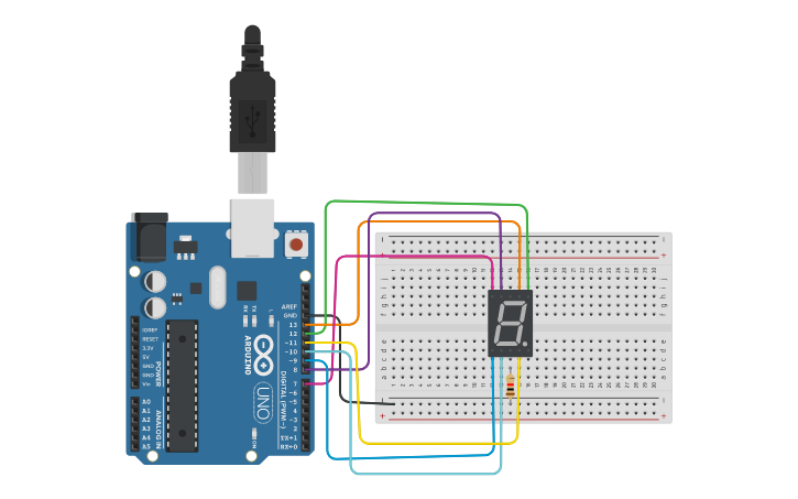Circuit design circuito 7 segmentos - Tinkercad