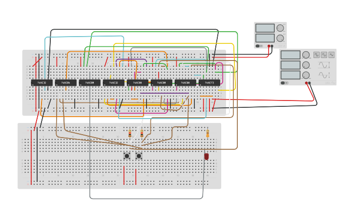 Circuit design Práctica #4 Ejercicio 1 Lab Sistemas Digitales - Tinkercad