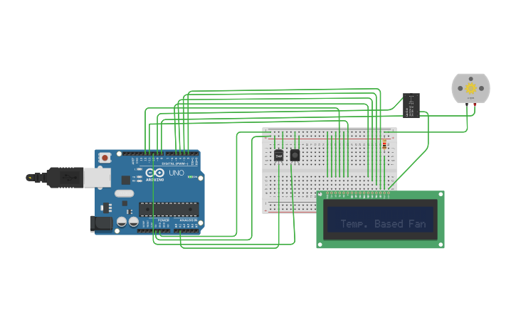 Circuit design Temperature Based Fan Control System | Tinkercad