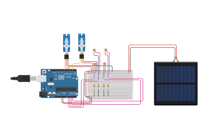 Circuit Design Dual Axis Solar Tracker Tinkercad