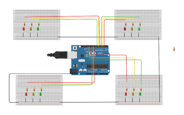 Circuit design TUGAS TRAFFIC LIGHT - Tinkercad Circuit design TUGAS TRAFFIC LIGHT - Tinkercad