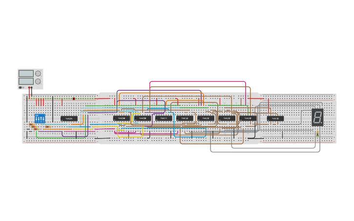 Circuit design 7 SEGMENT COUNTER 0-9 - Tinkercad