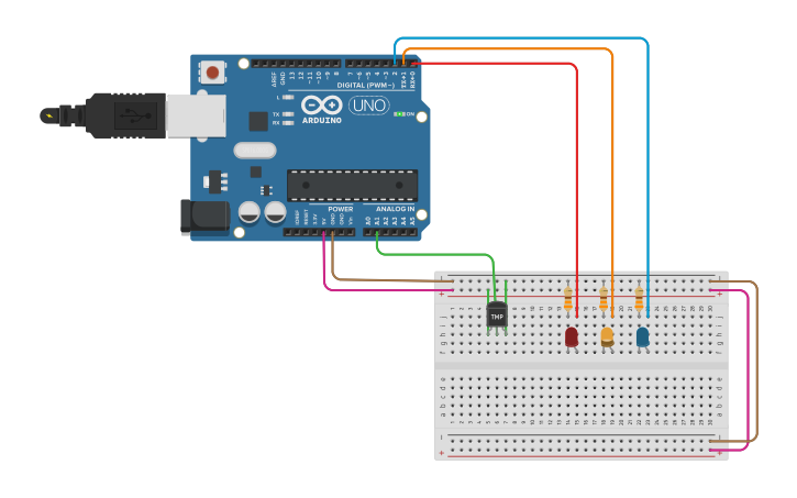 Circuit design 34-12 Sensor analógico | Tinkercad