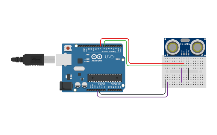 Circuit design Circuito Sensor Ultrasonido | Tinkercad