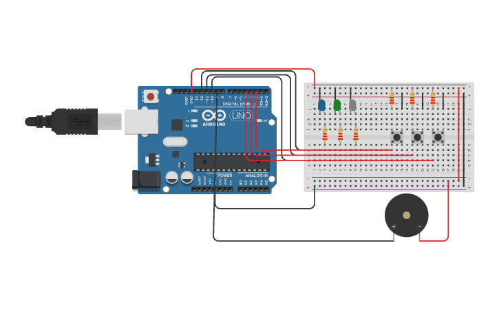 Circuit design Arduino Uno push button (A) - Tinkercad