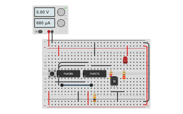Circuit design FF D ATIVAÇÃO DE RELE | Tinkercad