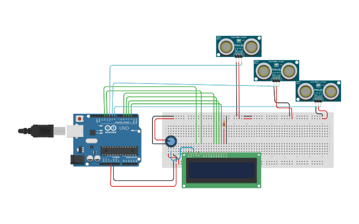 Circuit design SMART PARKING SYSTEM - Tinkercad