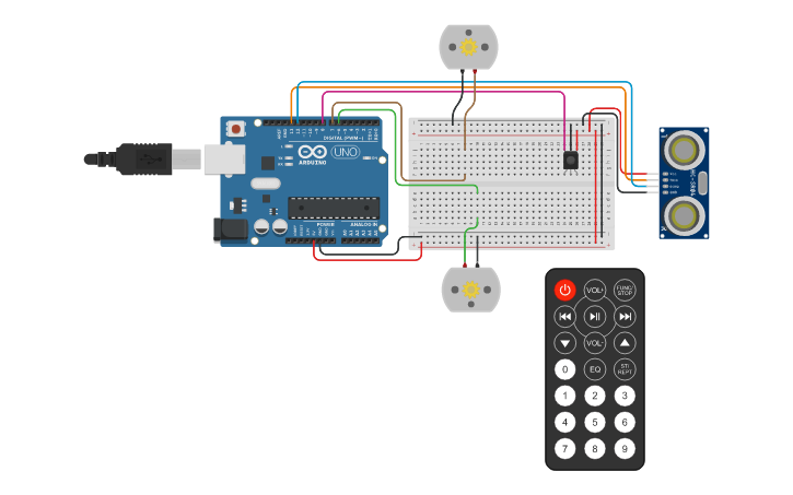 Circuit Design Ir Rc Car With Sonar Detect Tinkercad