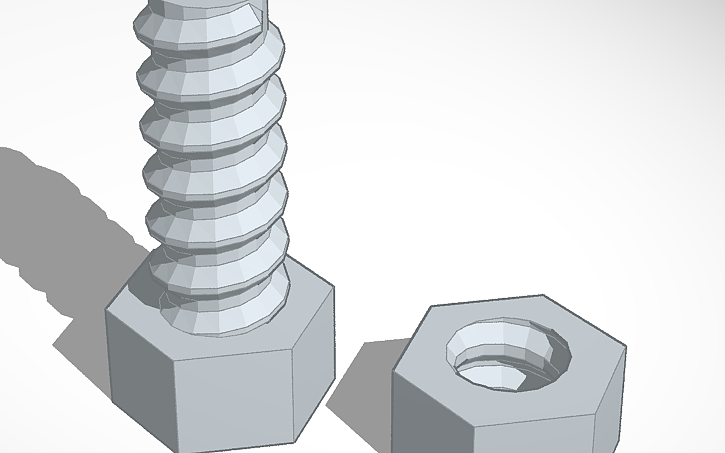 3D design NUT AND BOLT - Tinkercad