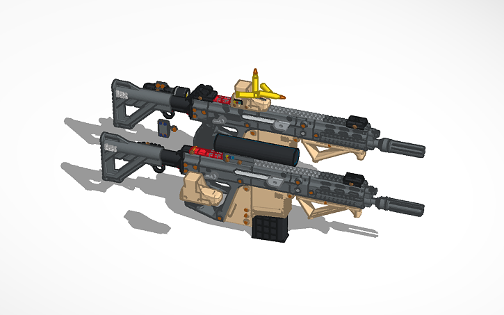 3D design Assault Rifle and Sniper Rifle - Tinkercad