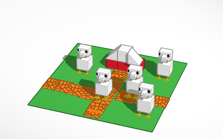 3D design Minecraft chickens - Tinkercad