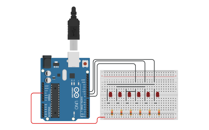 Circuit design leds intermitentes - Tinkercad