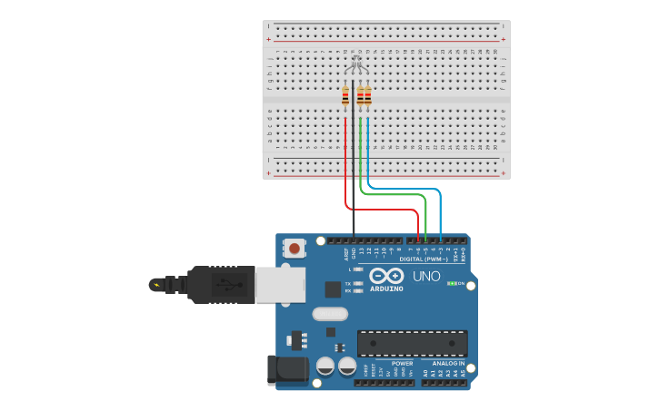 Circuit design Ejercicio1_Led RGB | Tinkercad