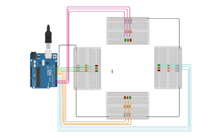 Circuit design Traffic Signal(lab-4) | Tinkercad