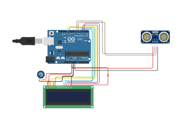 Circuit design Proximity sensor - Tinkercad