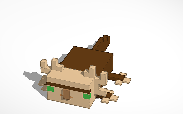 3D design VillAxolotl Minecraft(Villager+Axolotl) - Tinkercad
