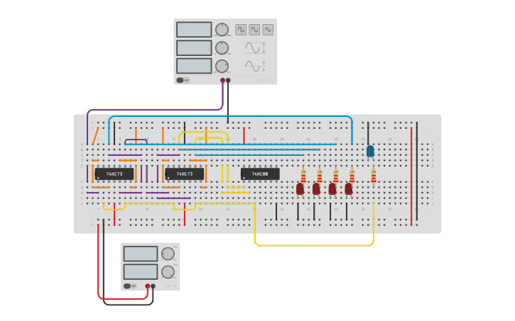 Circuit design JK-FF Mod 12 Asynchronous Up Counter | Tinkercad