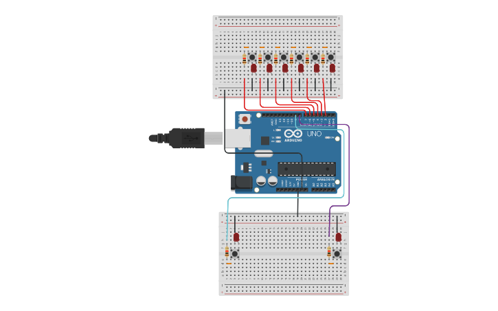 Circuit design Détection Chute Des Quilles Et Calcul Du Score | Tinkercad
