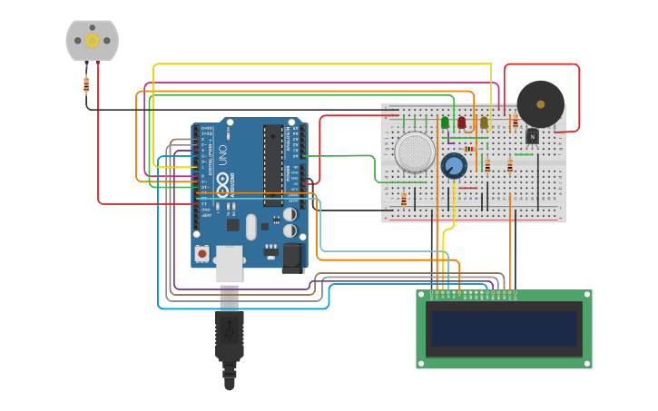 Circuit design Alat Sensor Asap - Tinkercad