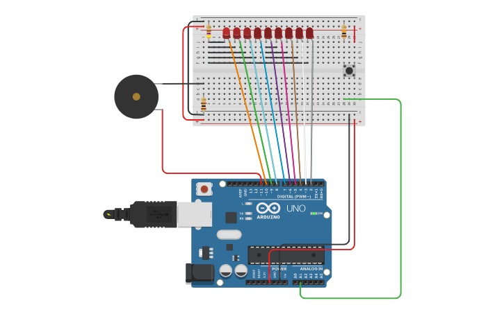 Circuit design Cobra de leds | Tinkercad