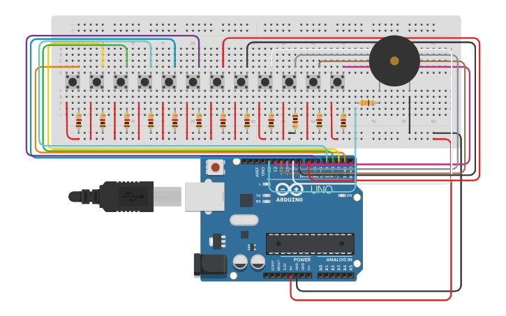 Circuit design Arduino project 1 - Tinkercad