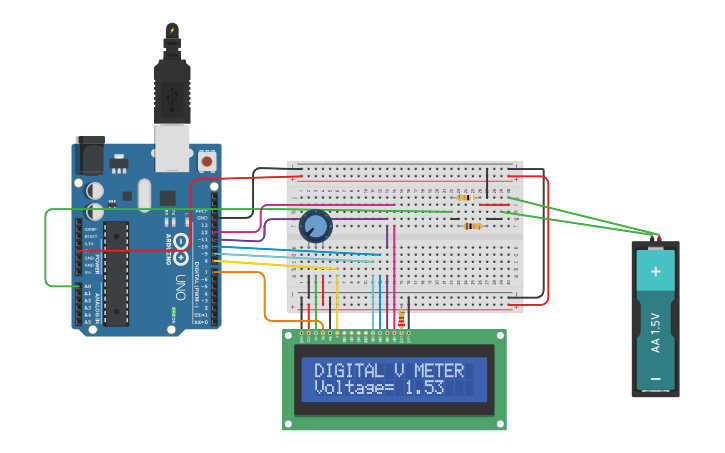 Circuit Design Voltmeter Tinkercad