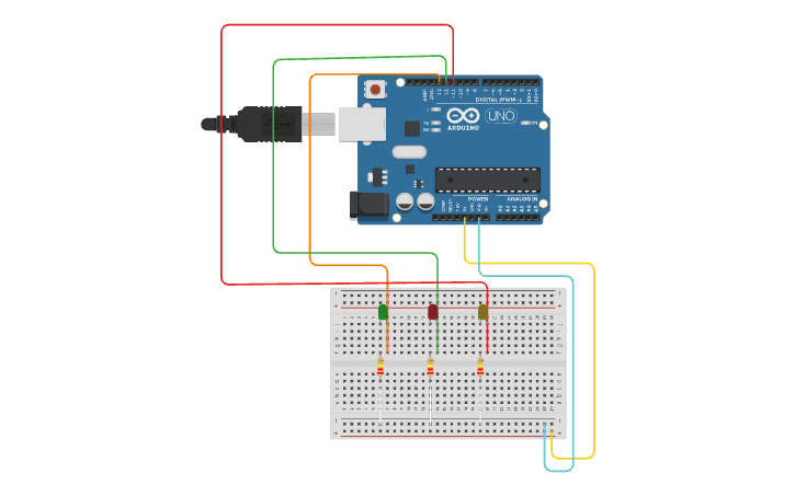 Circuit design practica 2 semaforo - Tinkercad