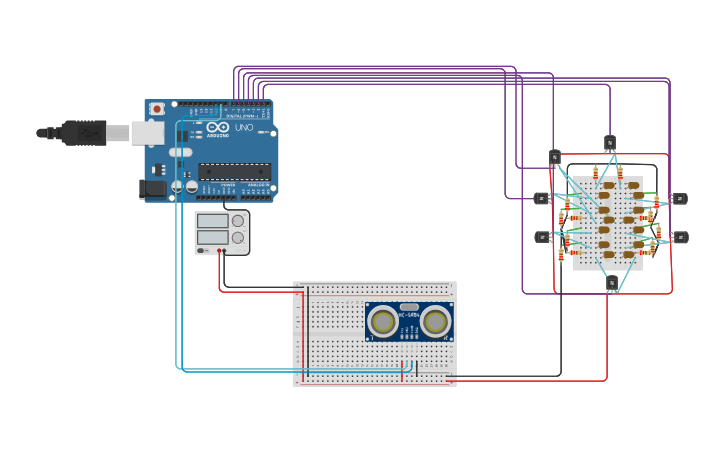 Circuit design Elevator with 7 segment with force 24 Manual - Tinkercad