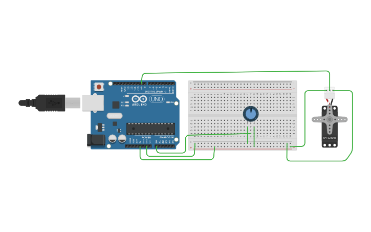 Circuit design Servomotor - Tinkercad