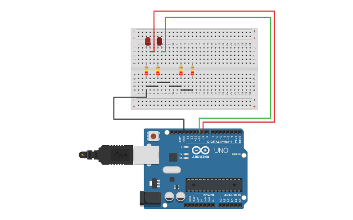 Circuit design Trabalho 1 - Projetos Básicos com Arduino – Blink / Parte 4 | Tinkercad