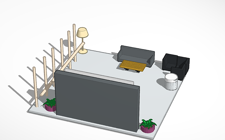 3D design a cozy little living room - Tinkercad
