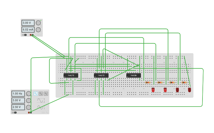 Circuit design 4_bit_sync_counter_Abishek_19001 | Tinkercad