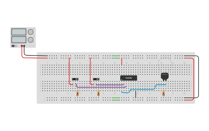 Circuit design Exp 3.3 :multiplayer game trigger using nor gate - Tinkercad