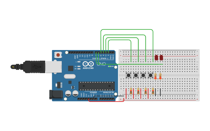 Circuit design 4 TO 2 Encoder - Tinkercad