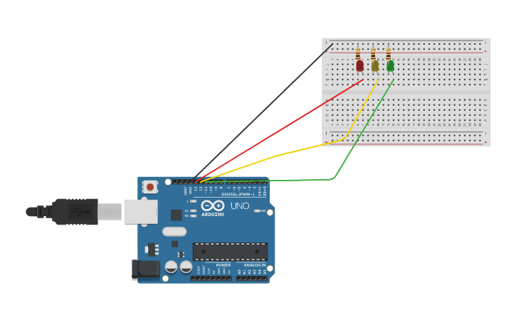 Circuit design Traffic lights ardiuno - Tinkercad
