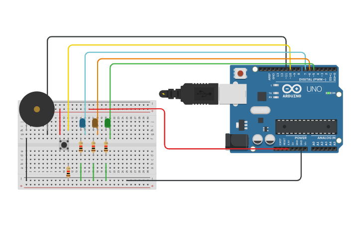 Circuit design ANDRES LEON SARMIENTO timbre con leds | Tinkercad