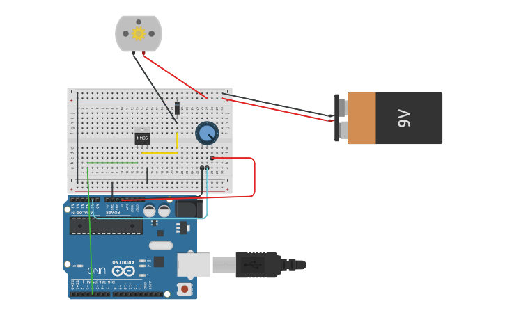 Circuit design DC MOTOR - Tinkercad