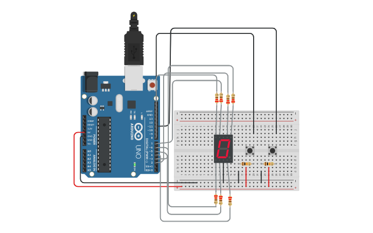 Circuit design Display 7 seguimentos - Tinkercad Circuit design Display 7 seguimentos - Tinkercad