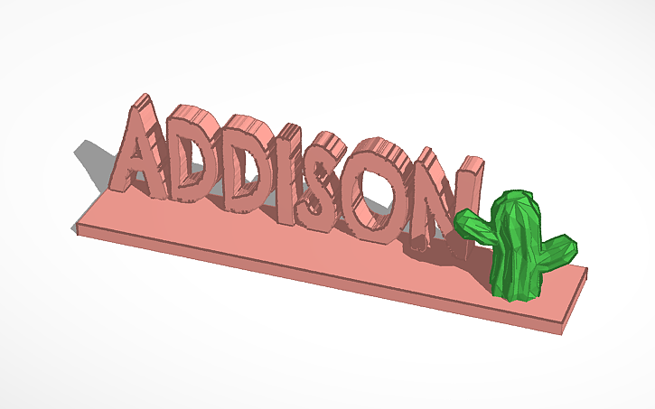 3D design Name Plate- Addison Bookman - Tinkercad