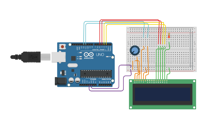 Circuit design LCD - Tinkercad