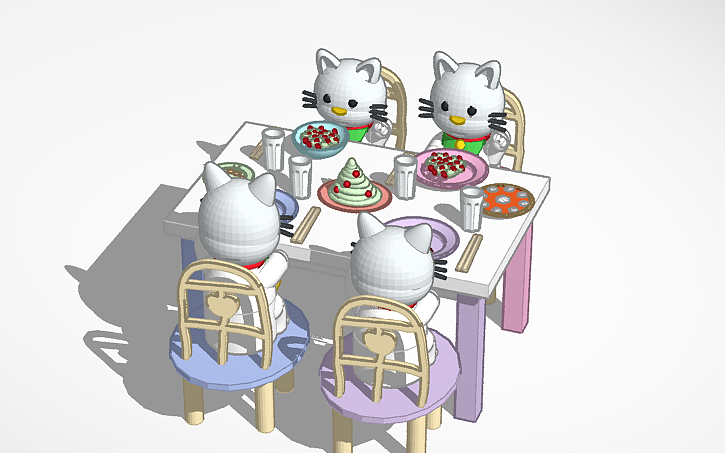 3D design Cute kitty feast - Tinkercad