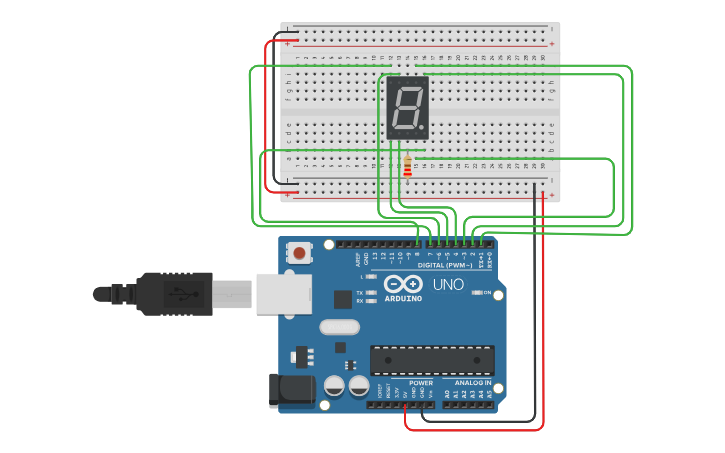Circuit design 7 Segment Counter - Tinkercad