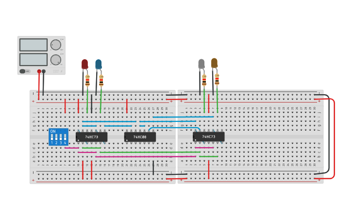 Circuit Design Synchronous Counter Tinkercad