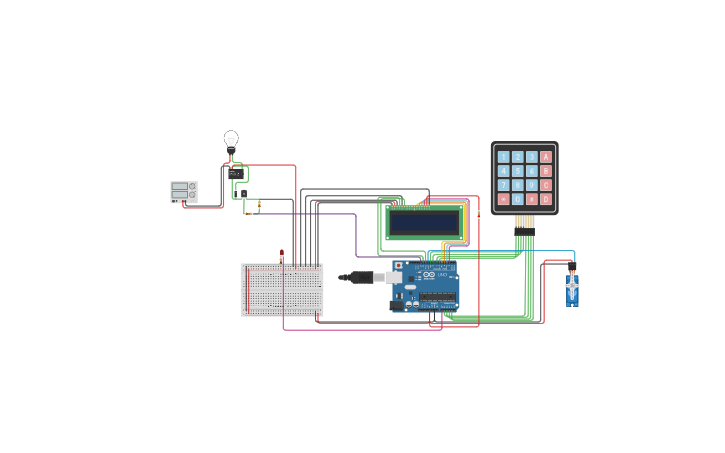Circuit Design Keamanan Pintu Rumah Dengan Password Relay Tinkercad