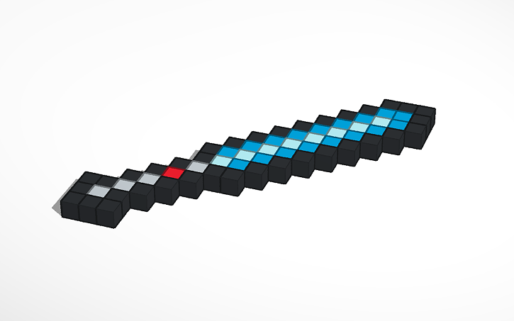3D design Blue Lightsaber Pixel Art - Tinkercad