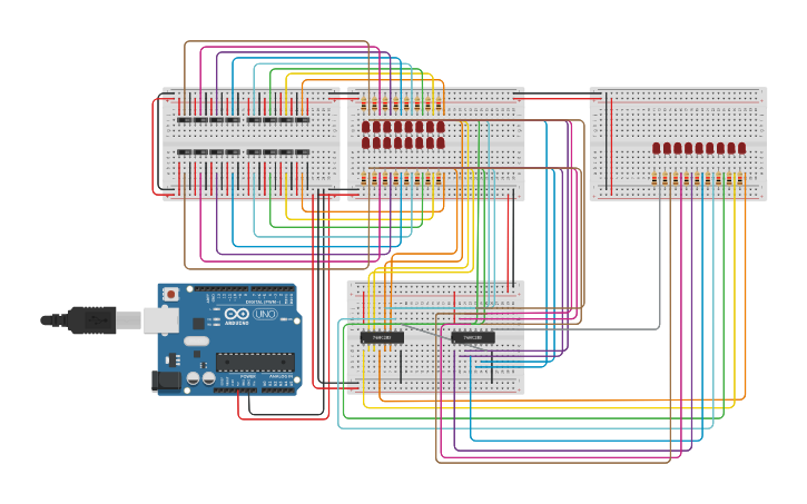 Circuit design Calcolatrice 8 bit | Tinkercad